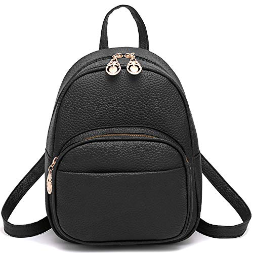 Barsine Little Backpack Bag Small Size Purse Vegan Leather Mini Daypack with Multiple Zipper Pockets