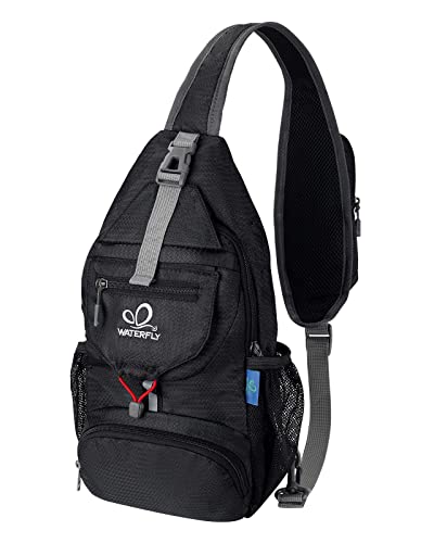 WATERFLY Packable Small Crossbody Sling Backpack Shoulder Chest Bag Daypack for Hiking Traveling