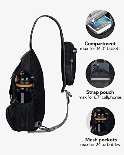 WATERFLY Packable Small Crossbody Sling Backpack Shoulder Chest Bag Daypack for Hiking Traveling