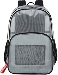 mygreen clear transparent pvc school backpack/outdoor backpack with black trim (black, large)