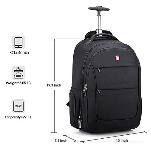 OIWAS Rolling Backpack for Laptop Large Wheeled School Bookbag Roller Daypack Travel Business Bags Suitcase Men Women