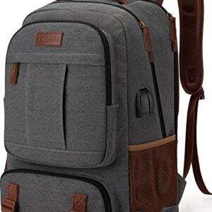 Tzowla Canvas Laptop Backpack, Bag for Men Women,School Travel College Work Rucksack Fits 15.6 Inch Laptop, Bookbag with USB Charging Port