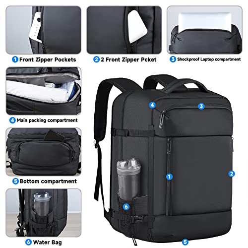 Carry On Backpack, Large Travel Backpack, Extra Large Expandable 40L Airline Approved Business Travel Backpack, Anti Theft Waterproof Luggage Backpack With USB Port Computer Backpack For Men & Women