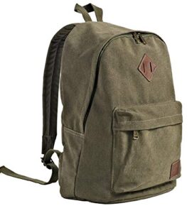 seemeroad canvas school laptop backpack , durable rucksack, travel notebook bag, for men women military green one_size