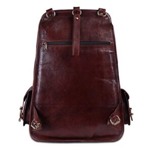 Handmade World Vintage Full Grain 21 Inch Leather Laptop LARGE Backpack Casual Bookbag Daypack Camping Travel Rucksack Knapsack