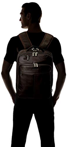 Kenneth Cole Reaction Manhattan Commuter Slim Backpack 16" Laptop Computer & Tablet Travel, Business, Work, School Bookbag, Brown, Colombian Leather