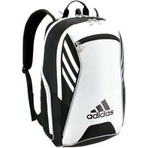 adidas tour tennis racquet backpack, black/white/silver metallic, one size