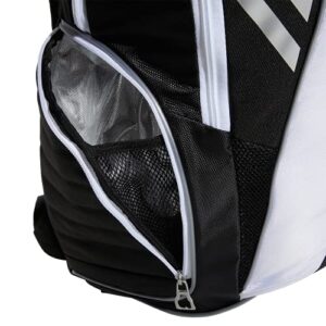 adidas Tour Tennis Racquet Backpack, Black/White/Silver Metallic, One Size