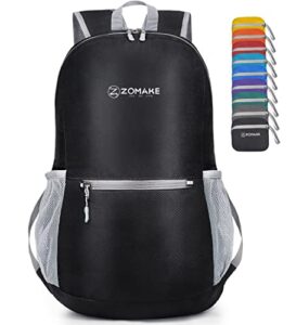 zomake ultra lightweight hiking backpack 20l – water resistant small backpack packable daypack for women men(black)