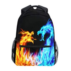 kcldeci red blue fire dragon school laptop backpack galaxy teens girls boys kids school bags bookbag, monster animal water resistant college travel computer notebooks daypack for men women