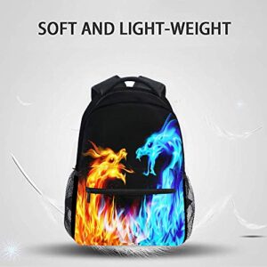 Kcldeci Red Blue Fire Dragon School Laptop Backpack Galaxy Teens Girls Boys Kids School Bags Bookbag, Monster Animal Water Resistant College Travel Computer Notebooks Daypack for Men Women