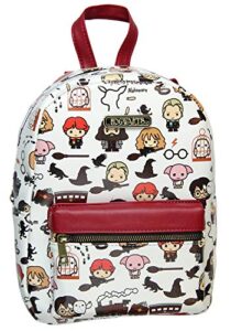 harry potter allover chibi character pattern faux leather tote bag mini backpack