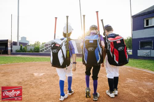 Rawlings R500 Series Baseball/Softball Backpack, Scarlet, 17.5˝ H x 15.5˝ W x 8.5˝ D