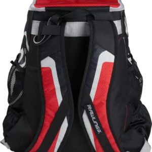 Rawlings R500 Series Baseball/Softball Backpack, Scarlet, 17.5˝ H x 15.5˝ W x 8.5˝ D