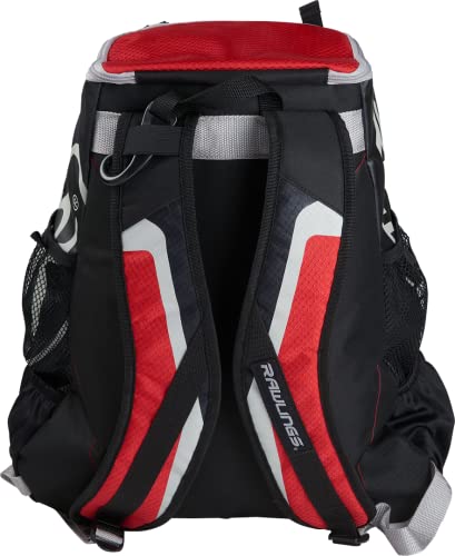 Rawlings R500 Series Baseball/Softball Backpack, Scarlet, 17.5˝ H x 15.5˝ W x 8.5˝ D