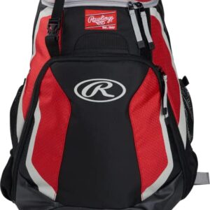 Rawlings R500 Series Baseball/Softball Backpack, Scarlet, 17.5˝ H x 15.5˝ W x 8.5˝ D