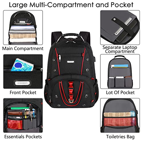 Travel Laptop Backpack,17.3''Extra Large Capacity College School Bookbags with USB Charging Port,TSA Friendly Business RFID Anti Theft Pocket,Durable Heavy Duty Big Computer bag Backpack for Men Women