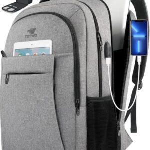 TOTWO Travel Laptop Backpack, 17 Inch Laptop Backpack, Durable Large TSA Approved Backpack with Laptop Compartment, Business Computer Backpack with USB Port College Backpack Gifts for Women Men, Grey