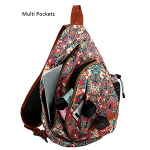 Large Sling backpack Crossbody Shoulder Chest Bag Travel Hiking Daypack for Women XB-04 (Multicolored)