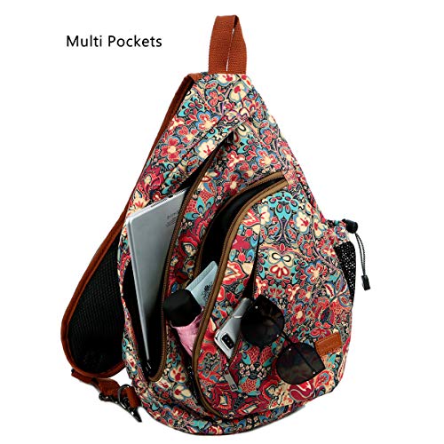 Large Sling backpack Crossbody Shoulder Chest Bag Travel Hiking Daypack for Women XB-04 (Multicolored)