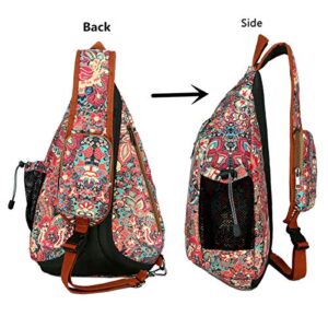 Large Sling backpack Crossbody Shoulder Chest Bag Travel Hiking Daypack for Women XB-04 (Multicolored)