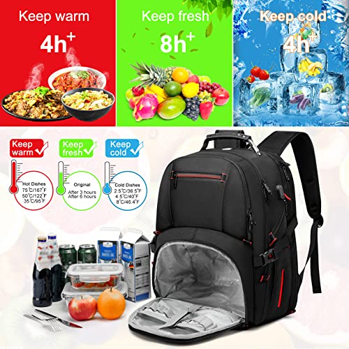 YORANG Lunch Backpack, Insulated Cooler Backpack with Lunch Box, Extra Large Travel TSA Friendly Water Resistant Laptop Backpack, Computer College School Bookbag Work Backpack for Women Men 17.3 Inch