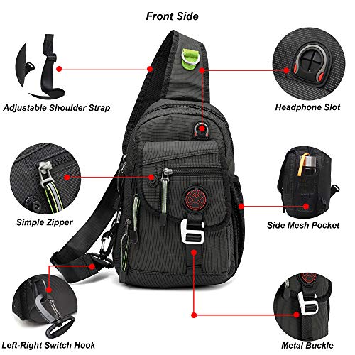 Nicgid Sling Bag Backpack Crossbody Bags for Ipad Tablet Outdoor Hiking(Black)