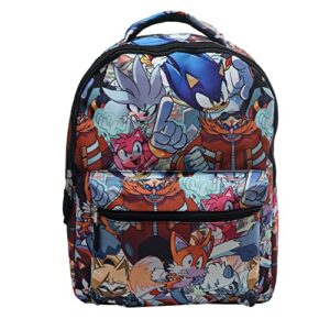 ai accessory innovations sonic the hedgehog for boys & girls, anime school bag with front & side pockets, durable nylon gaming bookbag with padded top handle, adjustable straps