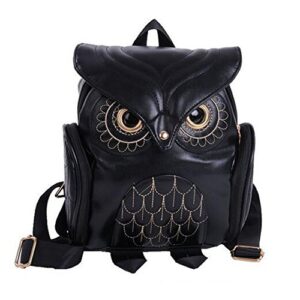 wysbaoshu womens fashion owl backpack girl’s pu leather mini daypacks(black)