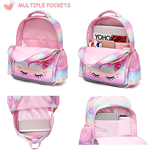 Backpack for Girls,Octsky Kids backpacks Preschool Kindergarten Bookbag Cute Lightweight With Chest Strap and Lunchbox (Unicorn)