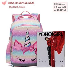 Backpack for Girls,Octsky Kids backpacks Preschool Kindergarten Bookbag Cute Lightweight With Chest Strap and Lunchbox (Unicorn)