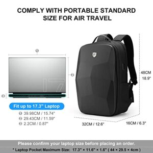 FENRUIEN 17.3-Inch Hard Shell Laptop Backpack,Anti-Theft Waterproof Business Travel Computer Backpack,Black Gaming Laptop Bag with USB Port for Men