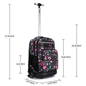 Tilami Rolling Backpack 18 inch Wheeled Laptop Backpack School College Student Travel Trip Boys and Girls, Ins