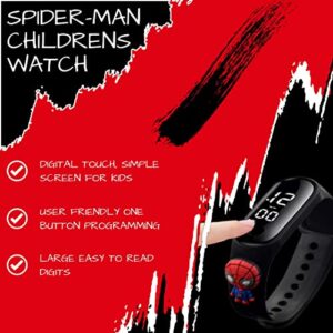 EDGELL HOUSE Children’s Spiderman Backpack and Digital Bracelet Set for Kids Marvel Spidey Backpack with LED Spider-man Bracelet Spiderman cloth School Backpack School bag for boys and girls