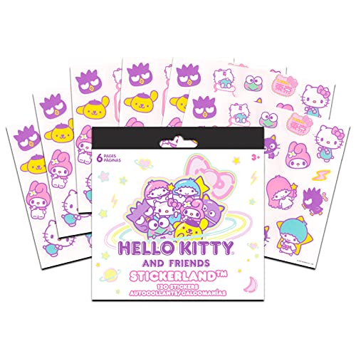 Hello Sanrio Kitty Backpack With Lunch Bag For Girls, Kids ~ 5 Pc Bundle With 16 inches Hello Kitty School Bag, 2000+ Stickers, Page Clips, And More (Hello Kitty School Supplies Stuff)