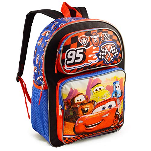 Disney Cars Backpack for Kids ~ Deluxe 16" Disney Cars Backpack Bundle (Disney Cars School Supplies)