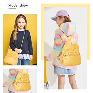 Girls Bowknot Polka Dot Cute Mini Backpack Small Daypacks Convertible Shoulder Bag Purse for Women (Light Yellow)