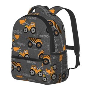 toddler backpack for boys construction machines cars truck tractor kids waterproof backpack preschool bookbag children student mini bag kindergarten daypack travel school bag for age 2-6 (dark grey)