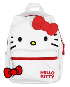 hello kitty signature bow face and 3d ear design faux leather mini backpack