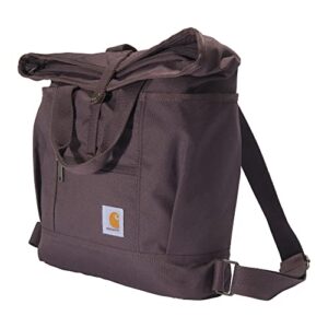 carhartt convertible, durable tote bag with adjustable backpack straps and laptop sleeve, wine, one size