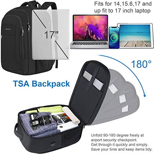 Naukay Laptop Backpack, Extra Large Travel Backpack for Men Women, Carry On Backpack Anti Theft Water Resistant Business Backpack College School Bookbags with USB Charging Port Fits 17 Inch Laptop