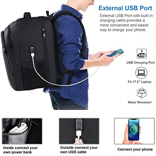 Naukay Laptop Backpack, Extra Large Travel Backpack for Men Women, Carry On Backpack Anti Theft Water Resistant Business Backpack College School Bookbags with USB Charging Port Fits 17 Inch Laptop