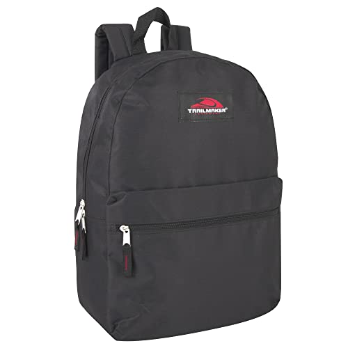 Trailmaker Classic 17 Inch Backpack with Adjustable Padded Shoulder Straps (Black)