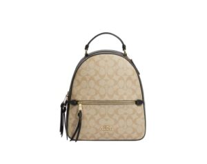 coach women’s jordyn backpack (blocked signature canvas – light khaki – brown multi)