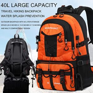 YANIMENGNU MINGMOU Traveling Backpack 40L Waterproof and Light Outdoor Hiking, Men's and Women's Camping Backpack (Orange)