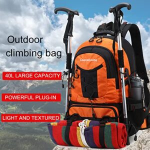 YANIMENGNU MINGMOU Traveling Backpack 40L Waterproof and Light Outdoor Hiking, Men's and Women's Camping Backpack (Orange)