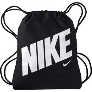 nike kids’ graphic gym sack, black/black/white, one size