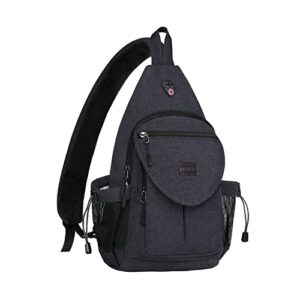 mosiso sling backpack,canvas crossbody hiking daypack bag with anti-theft pocket, space gray