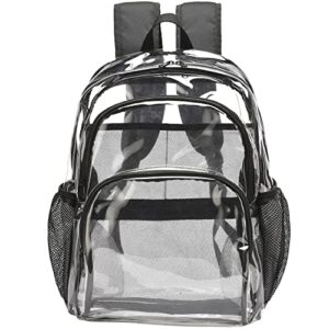 kui wan clear backpack heavy duty,large clear bag pvc transparent bag for stadium,school,black