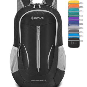 ZOMAKE Ultra Lightweight Packable Backpack 25L - Foldable Hiking Backpacks Water Resistant Small Folding Daypack for Travel(Black)